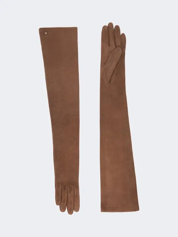 Max Mara Extra-long Suede Gloves - Brown