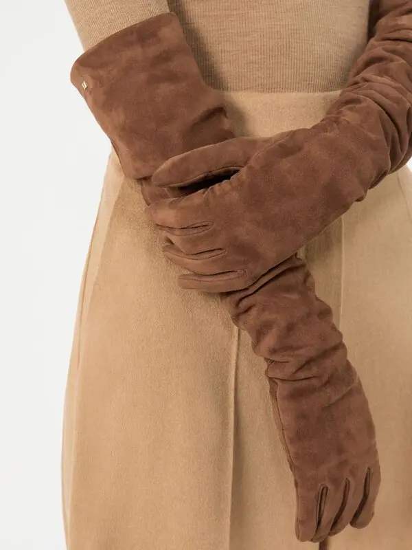Max Mara Extra-long Suede Gloves - Brown