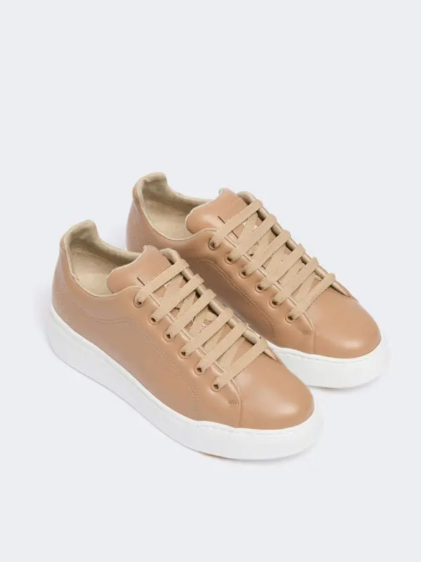 Max Mara Leather Sneakers - Ivory