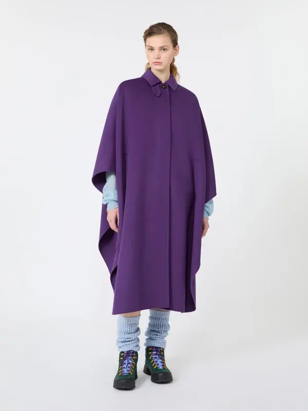 Max Mara Wool-blend Double Fabric Maxi Cape - Purple