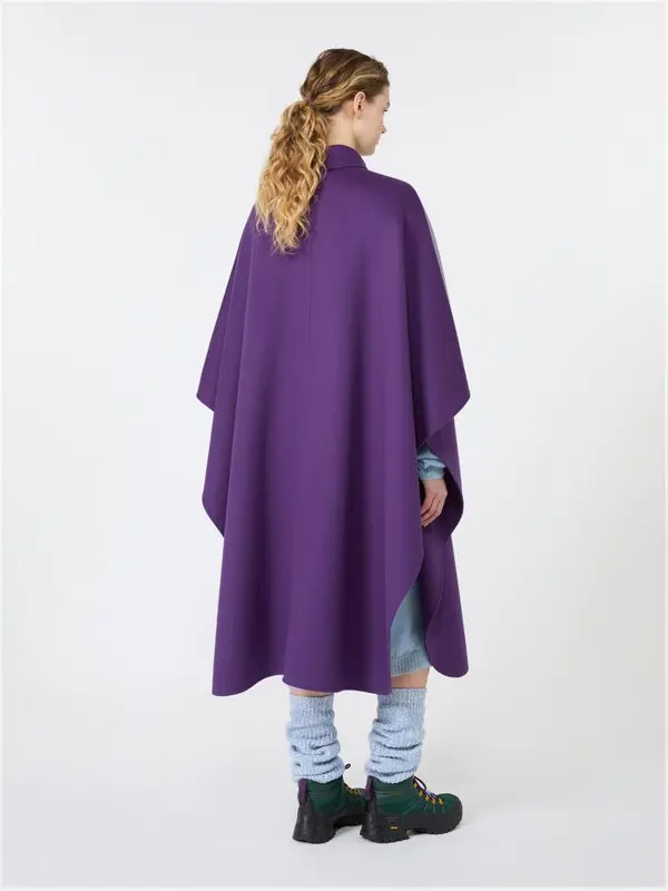 Max Mara Wool-blend Double Fabric Maxi Cape - Purple