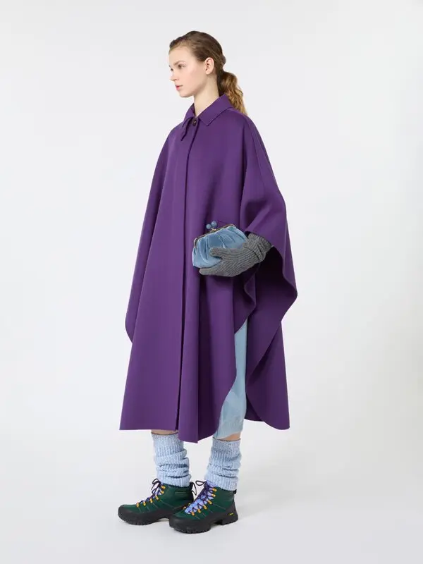 Max Mara Wool-blend Double Fabric Maxi Cape - Purple