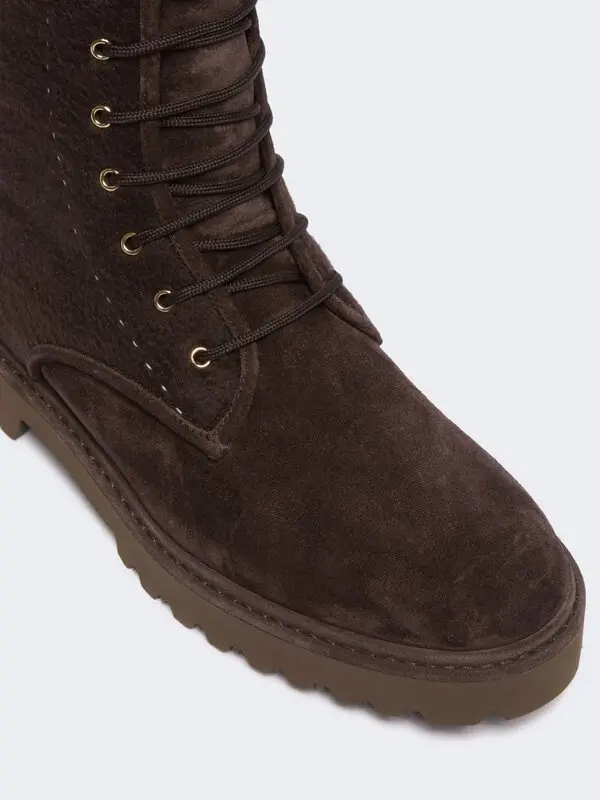 Max Mara Cashmere And Suede Combat Boots