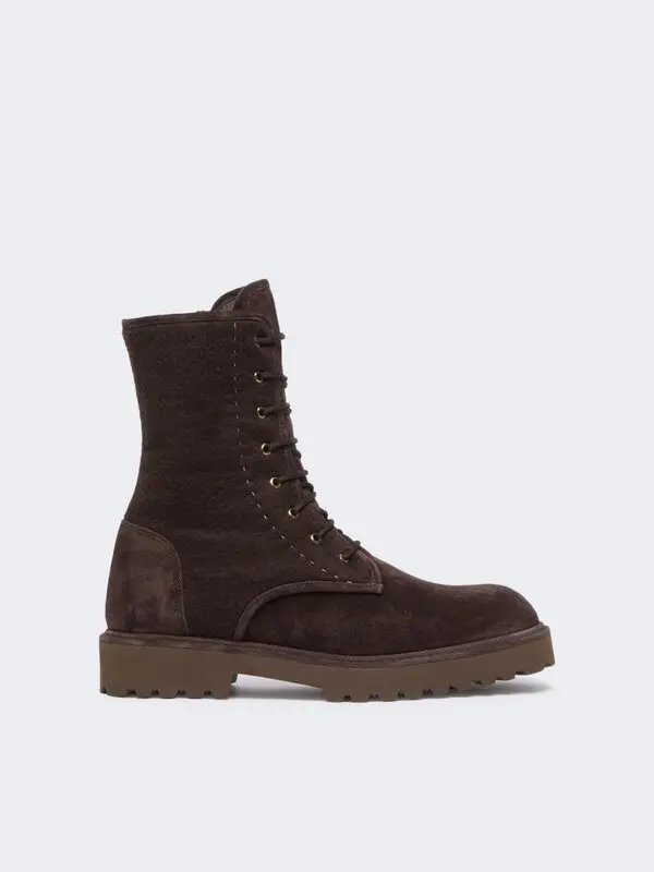 Max Mara Cashmere And Suede Combat Boots