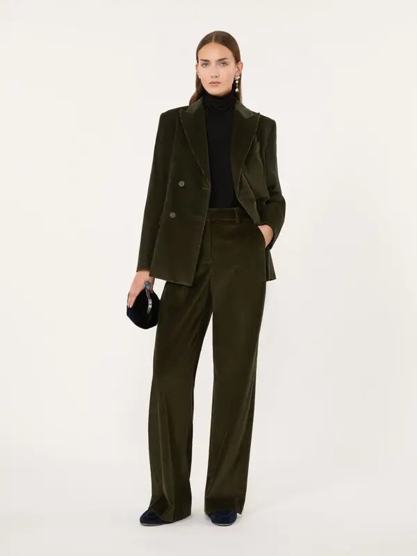 Max Mara Cotton Corduroy Velvet Blazer - Kaki