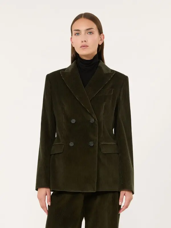 Max Mara Cotton Corduroy Velvet Blazer - Kaki