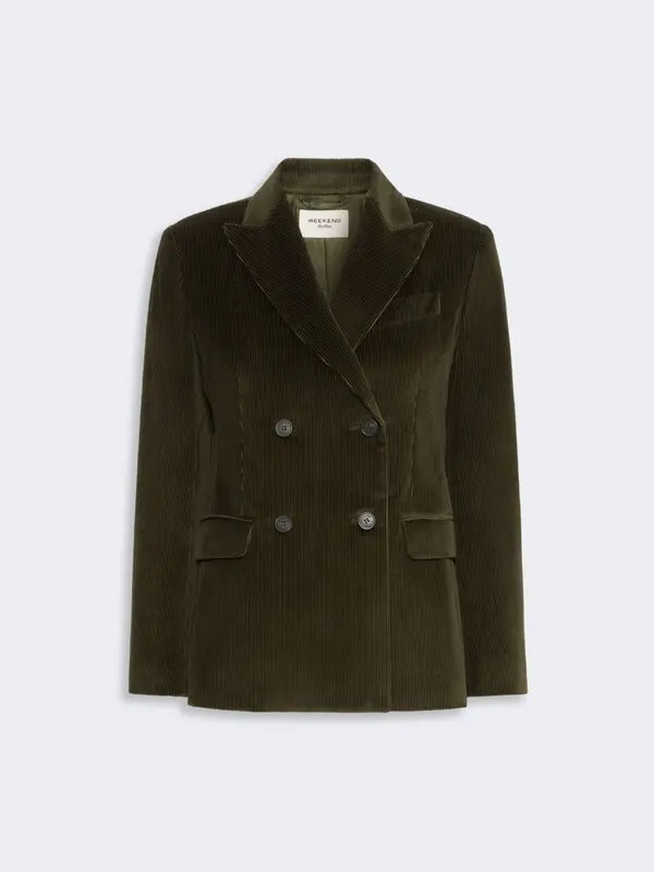 Max Mara Cotton Corduroy Velvet Blazer - Kaki