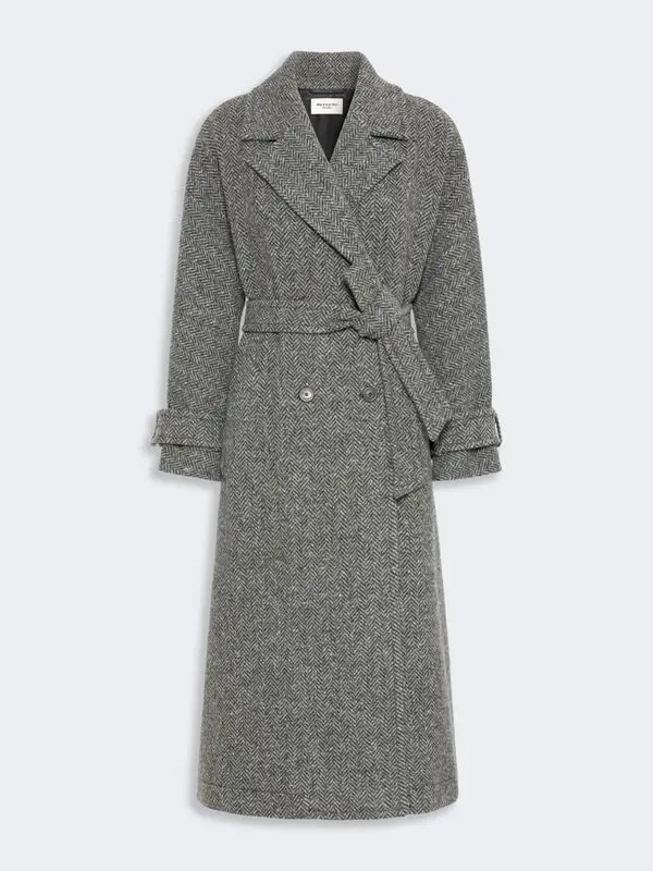 Max Mara Long Wool-blend Tweed Coat - Dark Grey
