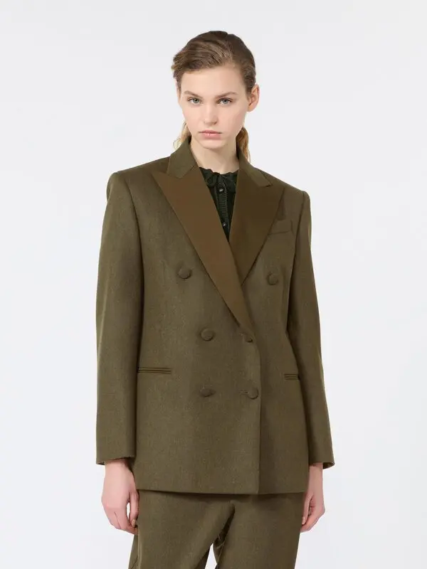 Max Mara Mélange Wool Double-breasted Blazer - Moss Green