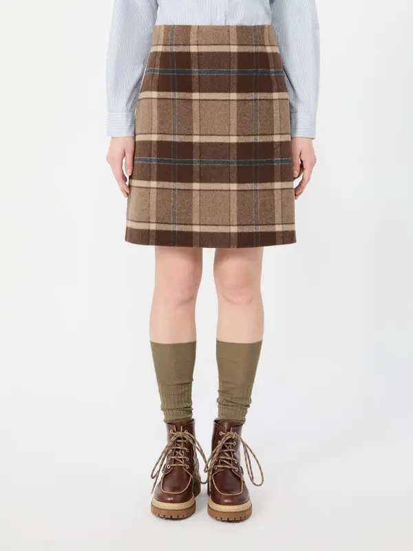 Max Mara Short Checked Wool Skirt