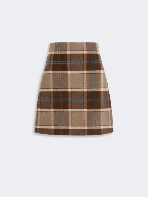 Max Mara Short Checked Wool Skirt