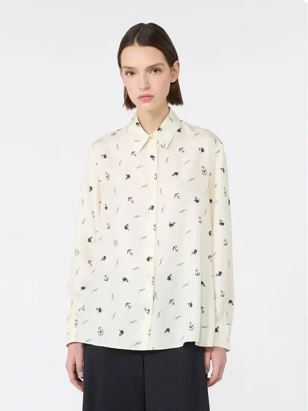Max Mara Printed Silk Shirt - Ivory
