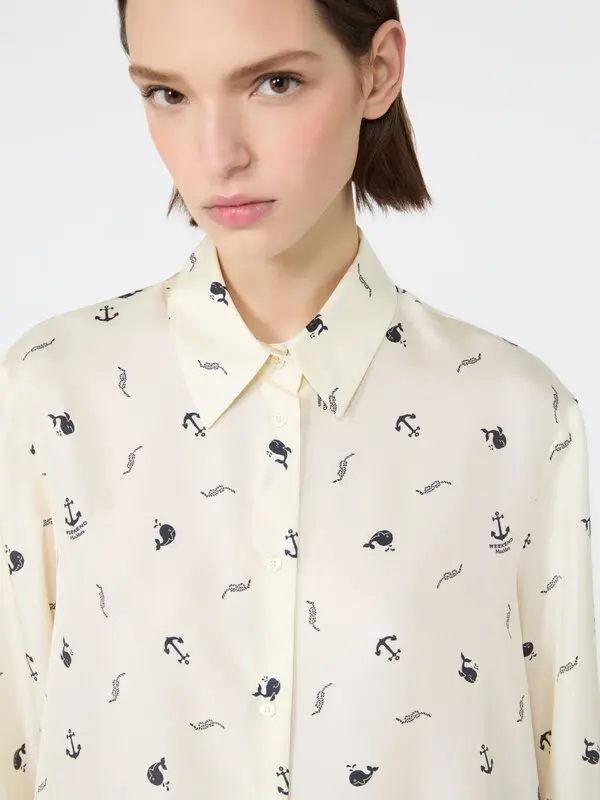 Max Mara Printed Silk Shirt - Ivory