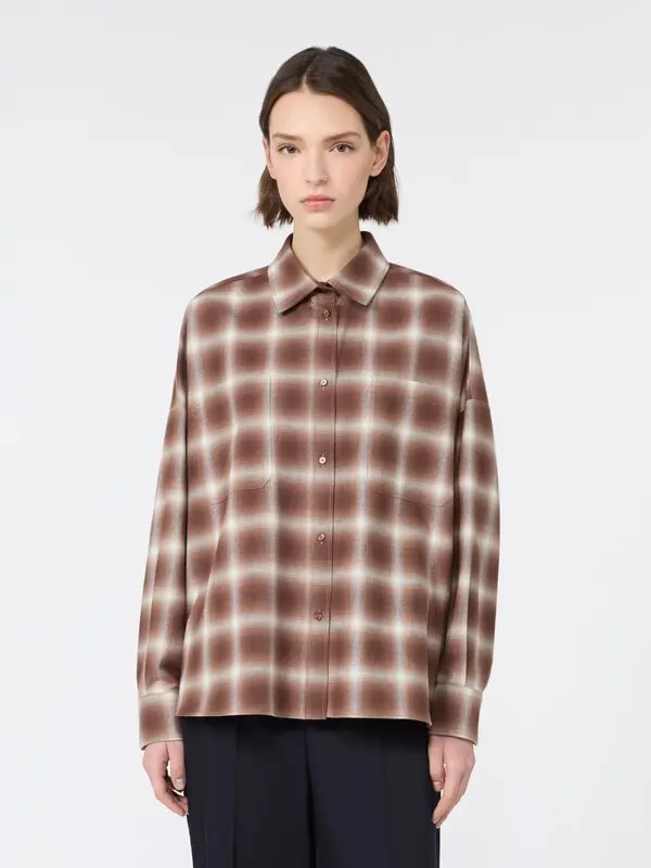 Max Mara Check Design Cotton Flannel Shirt - Brown