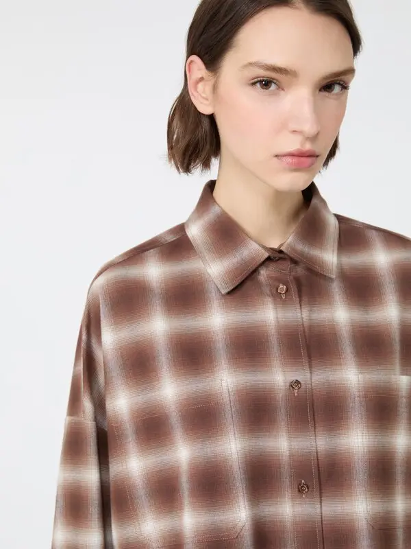 Max Mara Check Design Cotton Flannel Shirt - Brown