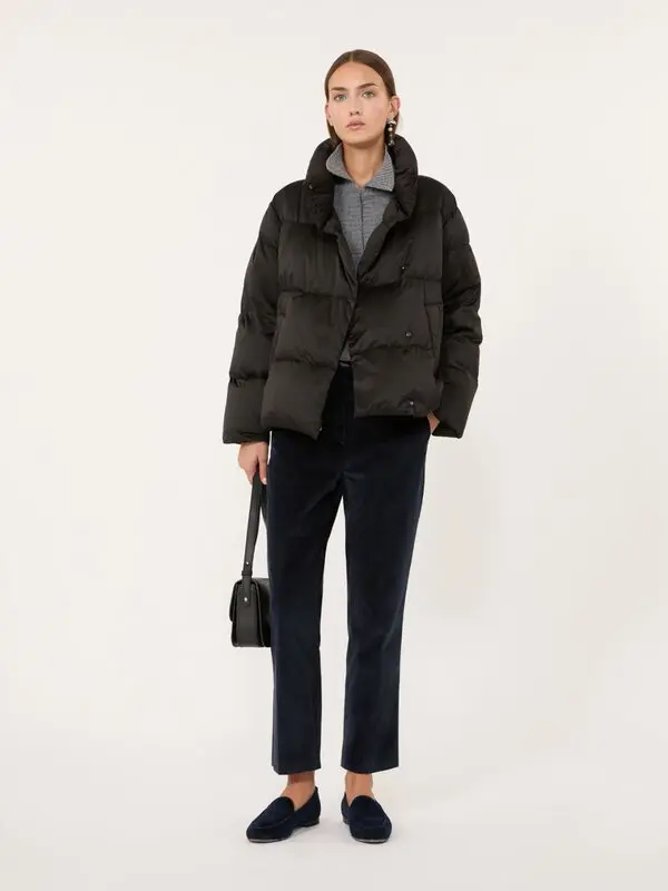 Max Mara Short Down Jacket In Technical Satin