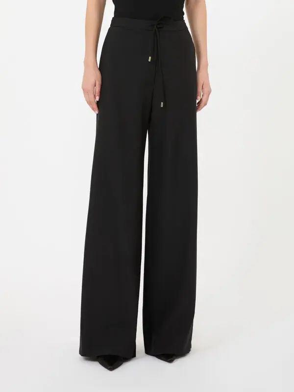 Max Mara Wool Drawstring Trousers - Black