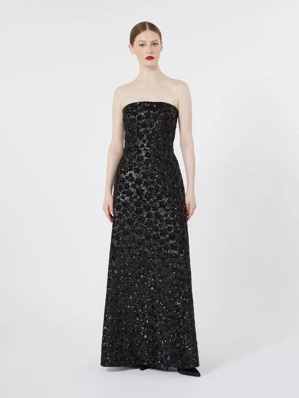 Max Mara Embroidered And Sequinned Tulle Bustier Dress