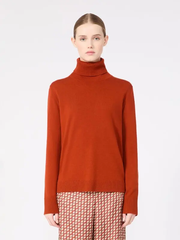 Max Mara Wool Polo-neck Sweater With Branded Patch Detail