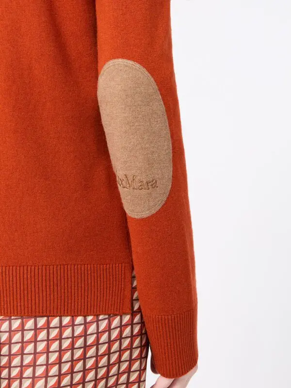 Max Mara Wool Polo-neck Sweater With Branded Patch Detail