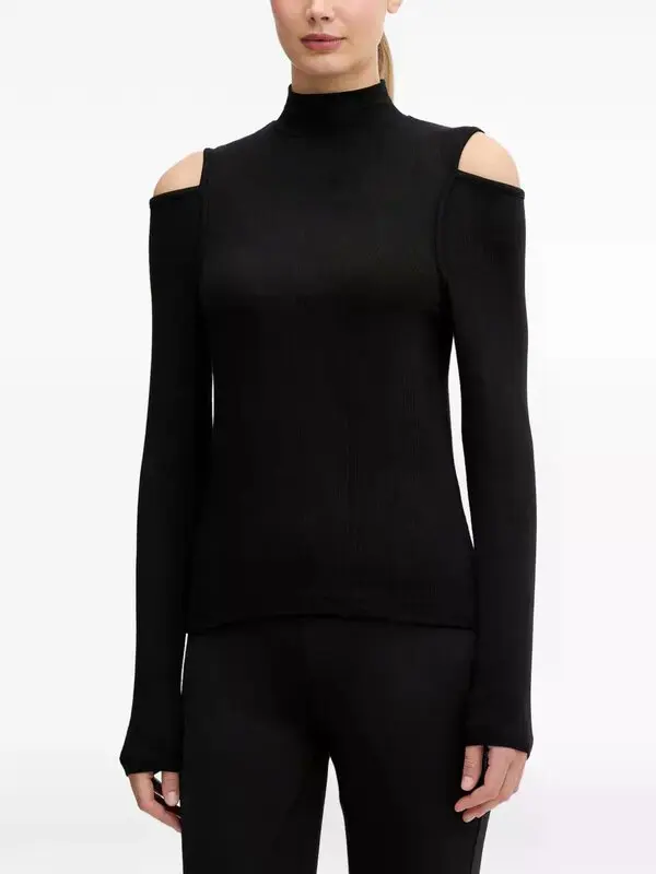 SPORTALM Cold-shoulder Ribbed-knit Top