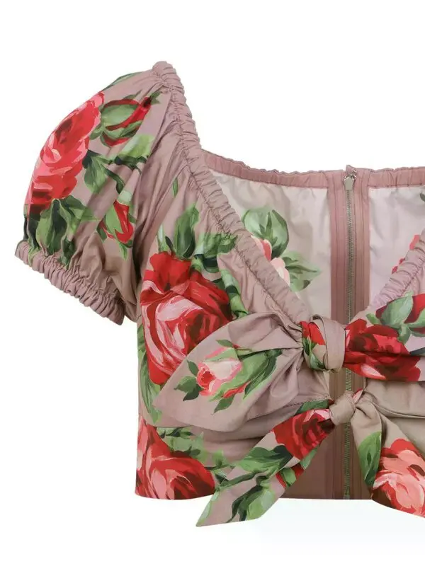 Dolce & Gabbana Floral-print Knotted-front Blouse