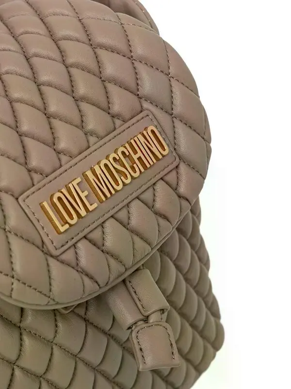 Moschino Quilted Logo-plaque Backpack - Neutrals