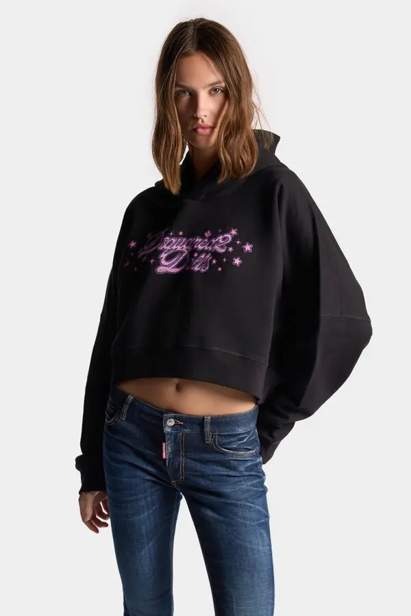 Dsquared2 Dolls Cropped Onion Fit Hoodie - Black