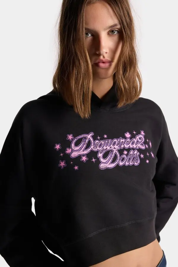 Dsquared2 Dolls Cropped Onion Fit Hoodie - Black