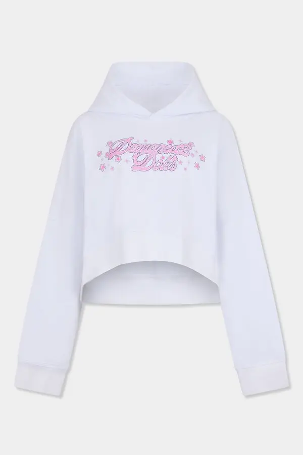 Dsquared2 Dolls Cropped Onion Fit Hoodie - White