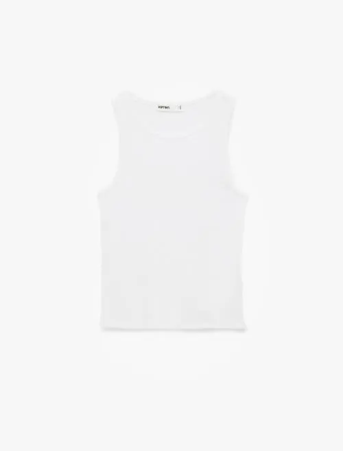 Koton Cotton Sleeveless Crew Neck Ribbed Tank Top