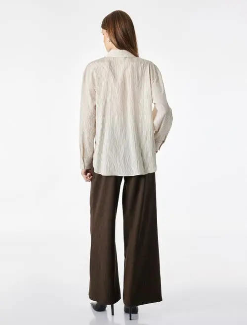 Koton High Rise Pleated Wide Leg Tailored Trousers With Belt