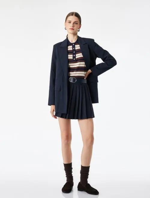 Koton Pleated Mini Skirt With Belt
