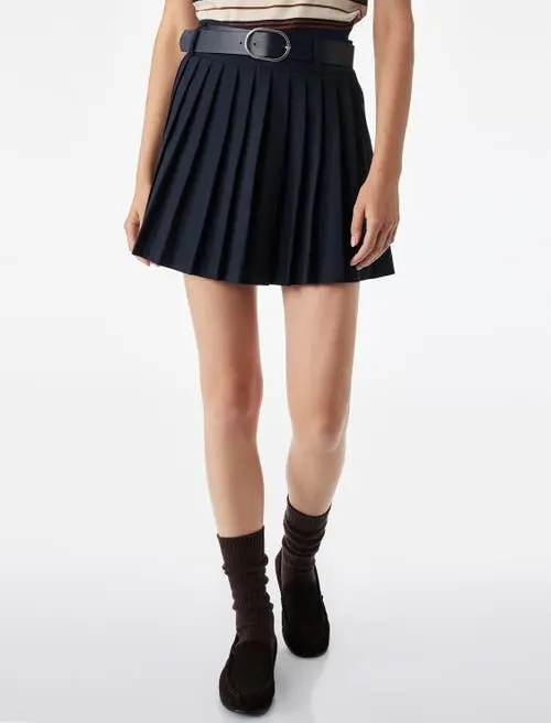 Koton Pleated Mini Skirt With Belt