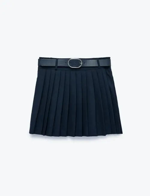 Koton Pleated Mini Skirt With Belt