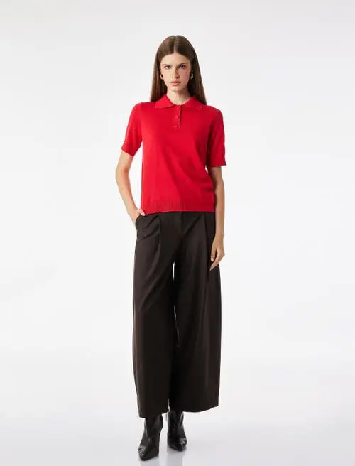 Koton Mid Rise Wide Leg Tailored Trousers