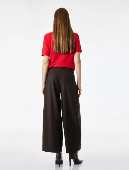 Koton Mid Rise Wide Leg Tailored Trousers