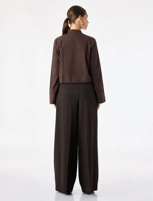 Koton Mandarin Collar Long Sleeve Poplin Shirt With Frog Closure
