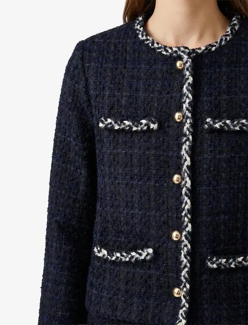 Koton Crew Neck Long Sleeve Tweed Jacket