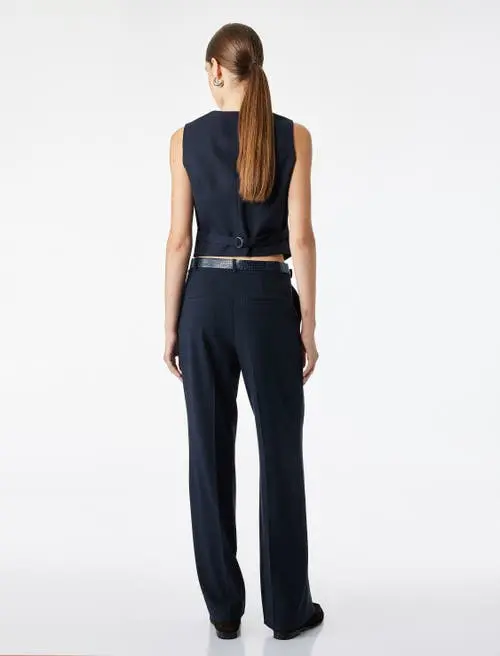 Koton Belted High Rise Wide Leg Trousers