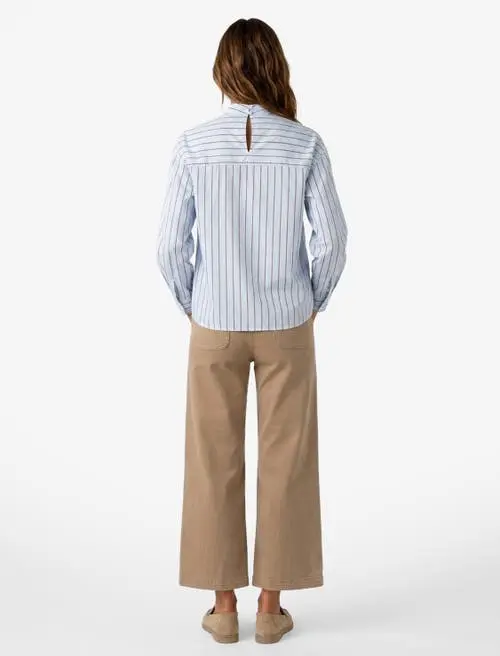 Koton High Neck Long Sleeve Striped Shirt With Scarf Detail