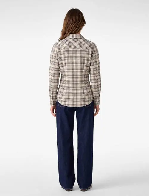 Koton Long Sleeve Pointed Collar Plaid Shirt