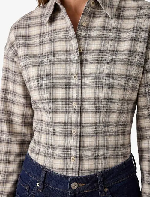 Koton Long Sleeve Pointed Collar Plaid Shirt