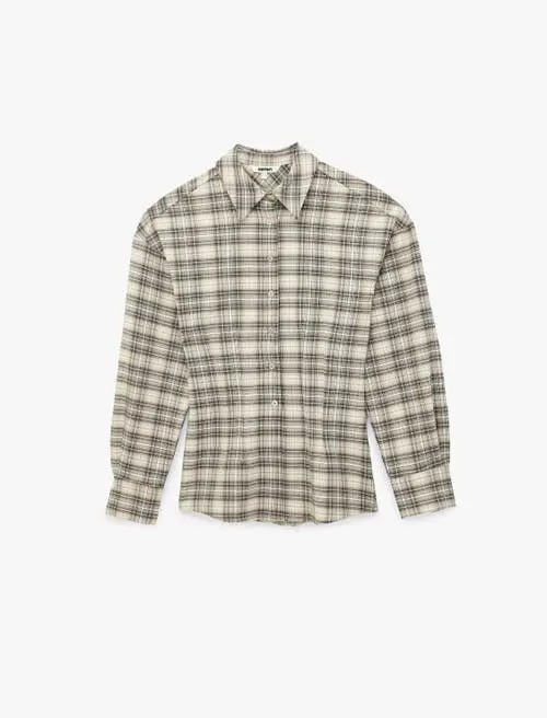 Koton Long Sleeve Pointed Collar Plaid Shirt