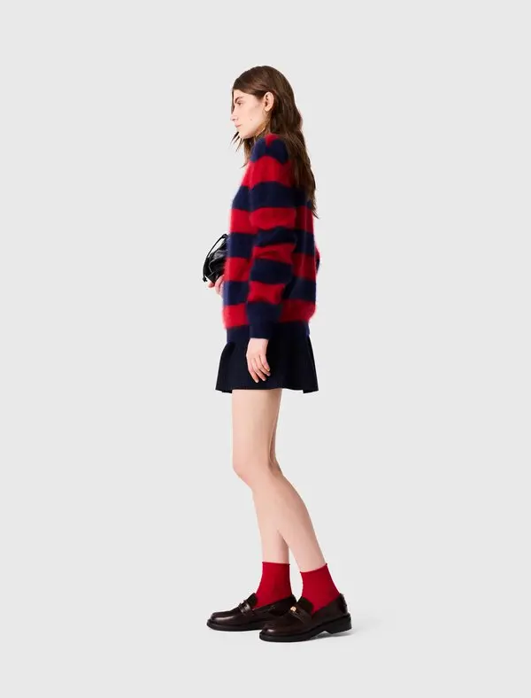 Maje Fluffy Sweater With Poplin Collar