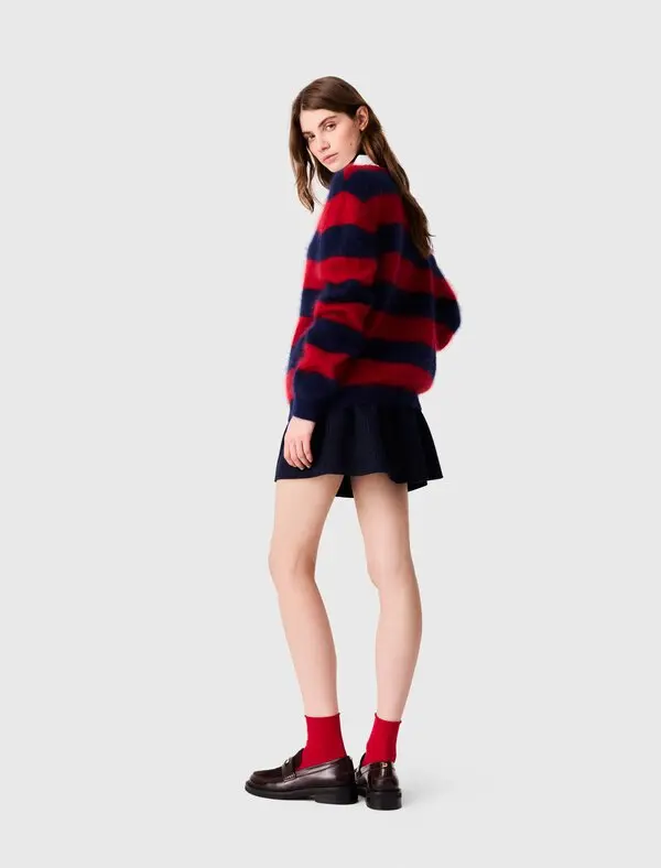 Maje Fluffy Sweater With Poplin Collar