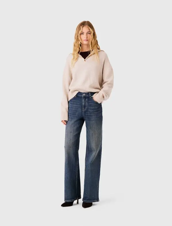 Maje Wide-leg Rhinestone Jeans