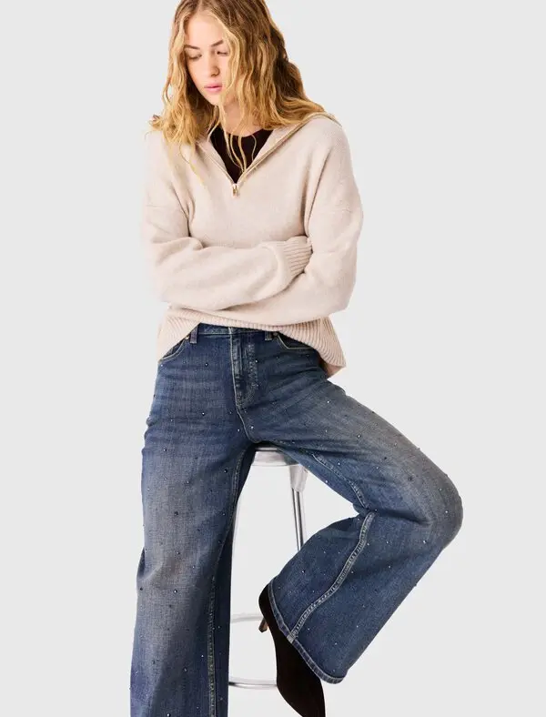 Maje Wide-leg Rhinestone Jeans