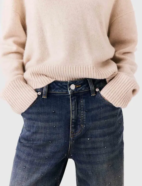 Maje Wide-leg Rhinestone Jeans