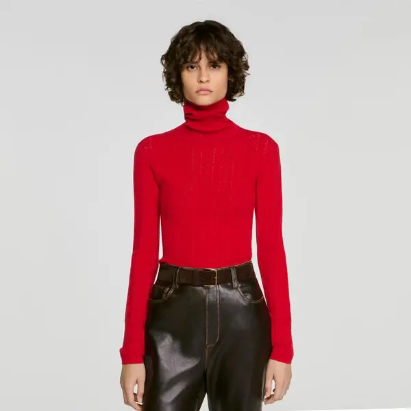 Sandro Cable Knit Turtleneck Sweater